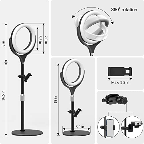 Ring Light Computer for Video Conferencing Zoom Meeting, Desk Ring Light for Laptop, Desktop Lighting with Stand and Phone Holder for Video Recording/Calls,Circle Light/iPhone Selfie Light/Halo Light