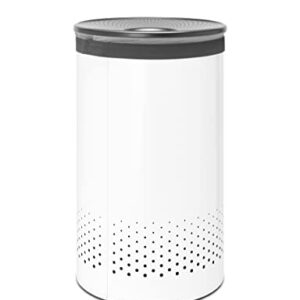 Brabantia - Laundry Hamper - with Plastic Lid - Ventilation Holes - Corrosion Resistant Materials - Hygienic - Discrete - Laundry Basket - Bathroom - with Small Hole - White - 16 Gal