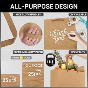 EUSOAR Extra Large Kraft Gift Bags,16"x6"x12" 25 pack Brown Paper Handle Craft Shopping Bags in Bulk, for Retail, Restaurant, Business, Party Favor, Grocery, Boutique, Birthday, Wedding, Baby Shower