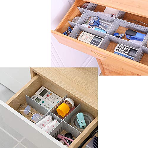 DIY Drawer Dividers, Youngine 8pcs Adjustable Drawer Storage Organizer Plastic Grid for Office Kitchen Home (Grey)