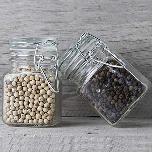 Spice Jars, SPANLA 24 Pack 4oz Small Glass Jars with Airtight Hinged Lid, With 24 Spice Labels & Silicone Funnels, Airtight Glass Jars for Spices, Condiments Herb Seasoning Art Craft Storage