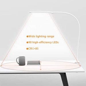 YOUKOYI Desk Lamp with Clamp, Swing Arm Lamp, Flexible Gooseneck Architect Table Lamp- Stepless Dimming, 3 Color Modes, Touch Control, 9W, 1050LUX Eye-care Desk Lamp for Home/Office/Study/Work (White)