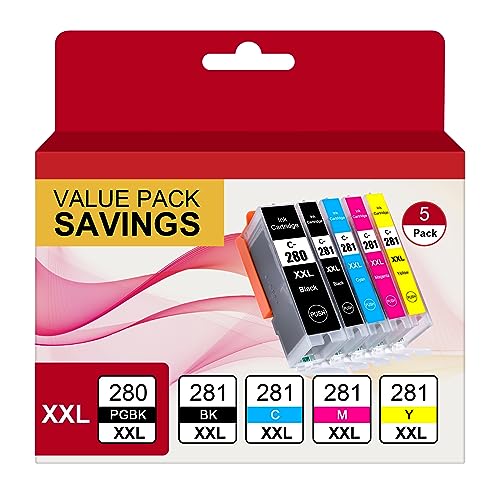 280 and 281 Ink Cartridges for Canon 280 281 PGI-280XXL CLI-281XXL for Pixma TR7520 TR8620 TR8520 TS6120 TS6220 TS6320 TS9120 TS8220 TS8320 TS9520 TS702 Printer