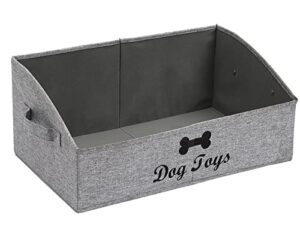 morezi linen-cotton blend dog toy basket and dog toy box, dog toy basket storage - perfect for organizing pet toys, blankets, leashes, chew toys - snow grey - dog