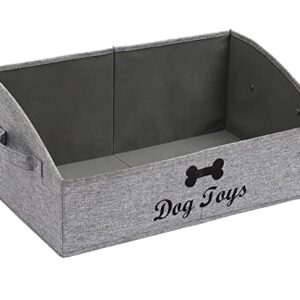 Morezi Linen-Cotton Blend Dog Toy Basket and Dog Toy Box, Dog Toy Basket Storage - Perfect for organizing pet Toys, Blankets, leashes, chew Toys - Snow Grey - Dog