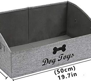 Morezi Linen-Cotton Blend Dog Toy Basket and Dog Toy Box, Dog Toy Basket Storage - Perfect for organizing pet Toys, Blankets, leashes, chew Toys - Snow Grey - Dog