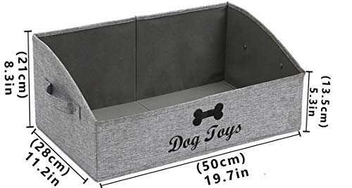 Morezi Linen-Cotton Blend Dog Toy Basket and Dog Toy Box, Dog Toy Basket Storage - Perfect for organizing pet Toys, Blankets, leashes, chew Toys - Snow Grey - Dog