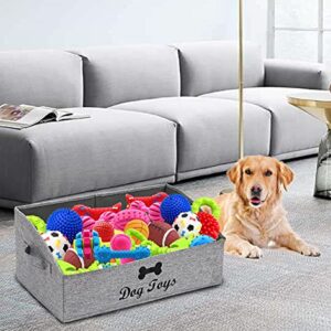 Morezi Linen-Cotton Blend Dog Toy Basket and Dog Toy Box, Dog Toy Basket Storage - Perfect for organizing pet Toys, Blankets, leashes, chew Toys - Snow Grey - Dog