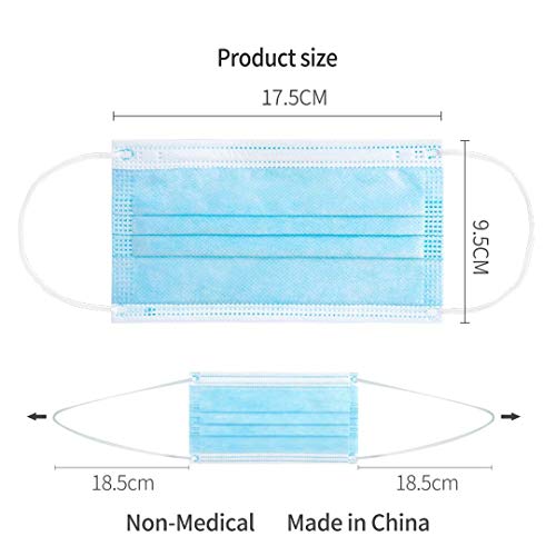 Face Masks, Disposable Face Masks, Breathable Face Mask, 3-Layer Masks 50 Pack Blue