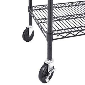 AmazonCommercial Heavy-Duty 5-Tier Steel Wire Shelving with Optional Wheels, NSF Certified, 48" W x 18" D, Black