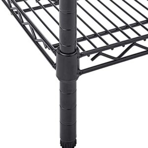 AmazonCommercial Heavy-Duty 5-Tier Steel Wire Shelving with Optional Wheels, NSF Certified, Black, 36" W x 18" D x 72" H (76'' H with wheels)