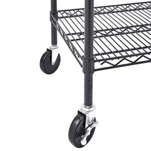 AmazonCommercial Heavy-Duty 5-Tier Steel Wire Shelving with Optional Wheels, NSF Certified, Black, 36" W x 18" D x 72" H (76'' H with wheels)