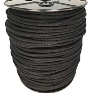 GREAT WHITE Black Sash Cord, 8 x 1,200' Spool (1/4") Cotton Tie Down Camping, Clothesline, Rigging, Crafts, Theater, Window Replacement, Entertainment Spot Cord DIY Home Improvement USA