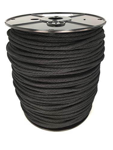 GREAT WHITE Black Sash Cord, 8 x 1,200' Spool (1/4") Cotton Tie Down Camping, Clothesline, Rigging, Crafts, Theater, Window Replacement, Entertainment Spot Cord DIY Home Improvement USA