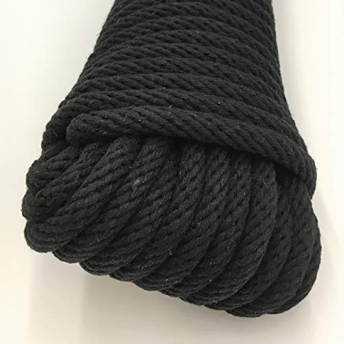 GREAT WHITE Black Sash Cord, 8 x 1,200' Spool (1/4") Cotton Tie Down Camping, Clothesline, Rigging, Crafts, Theater, Window Replacement, Entertainment Spot Cord DIY Home Improvement USA