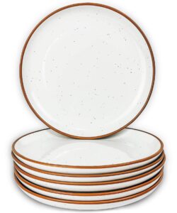 mora ceramic plates set, 7.8 in - set of 6 - the dessert, salad, appetizer, small dinner etc plate. microwave, oven, and dishwasher safe, scratch resistant. kitchen porcelain dish - vanilla white