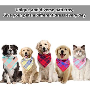 Gofshy Dog Bandanas-5PCS Birthday Gift Puppy Bandana Vibrant Color Plaid Printing Adjustable Dog Scarf Bib Handkerchief Accessories for Medium Large Dog Pet