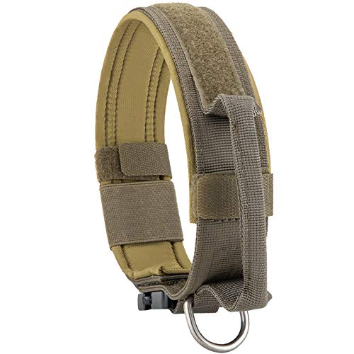 Tactical Dog Collar-JiePai Military Dog Collar for Medium Large Dogs Thick K9 Collar Heavy Duty Dog Collar Metal Buckle(XL,Ranger Green)