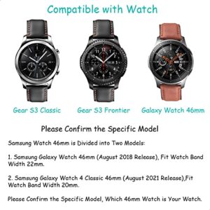 Galaxy Watch 46mm Band 2 Pack, Compatible with Samsung Galaxy 46mm Watch Bands, Width 22mm Watch Band Quick Release Leather Straps Unisex size (Black+Brown)