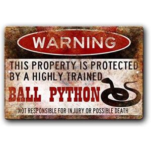 ylens ball python sign,funny metal signs,ball python accessories,snake warning sign aluminum metal sign 8 x 12 inches