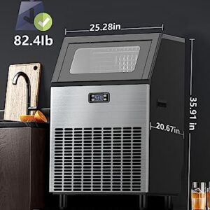 Joy Pebble Commercial Ice Machine,265 lbs/24H/11,500pcs,120pcs/Cycle,Ice Size Control,24H Timer,Ice Maker Machine Under Counter for Restaurant/Bar/Office/Home/Party