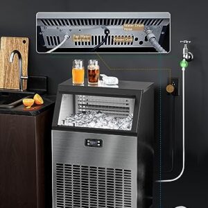 Joy Pebble Commercial Ice Machine,265 lbs/24H/11,500pcs,120pcs/Cycle,Ice Size Control,24H Timer,Ice Maker Machine Under Counter for Restaurant/Bar/Office/Home/Party