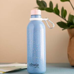 Grupo Erik Official Water Bottle-Sports Bottle-500ml / 17OZ, Stainless Steel, Vacuum Insulated Water Bottle, Double Wall Reusable Water Bottle With Carabiner, BPA Free, Kawaii Water Bottle (Amelie)