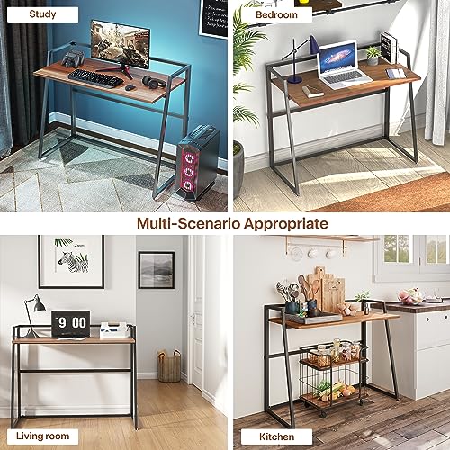 Eureka Ergonomic 41 inch Folding Table Home Office Collapsible Desks Study Writing Computer Folding Desks for Small Spaces Free Assembly, Walnut