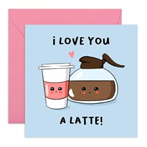 central 23 cute anniversary card for boyfriend girlfriend - i love you a latte - coffee pun - cute valentine's day card for husband, wife - i love you gifts for men women - comes with stickers