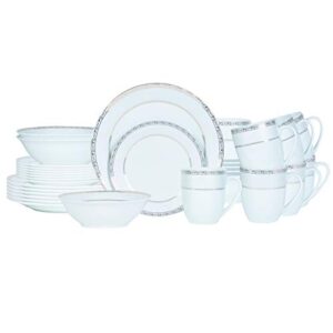 Fitz and Floyd Gold Serif 32-Piece Dinnerware Set, Service For 8, Serif Pattern