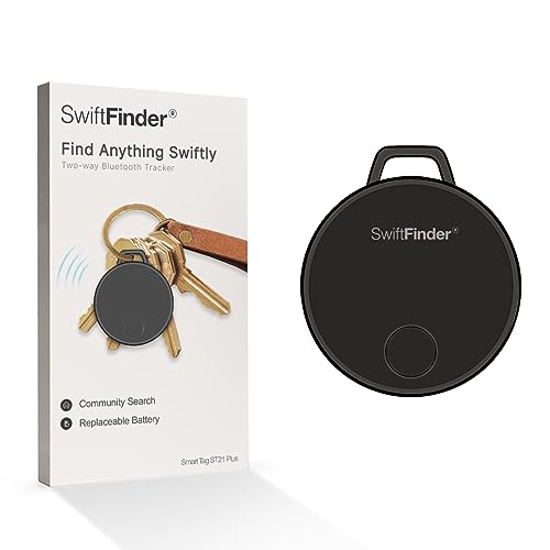 SwiftFinder Key Finder, Bluetooth Tracker and Item Locator for Keys, Bags, and More; iOS and Android Compatible, Water Resistance with 6 Months Replaceable Battery