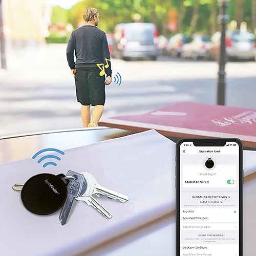 SwiftFinder Key Finder, Bluetooth Tracker and Item Locator for Keys, Bags, and More; iOS and Android Compatible, Water Resistance with 6 Months Replaceable Battery