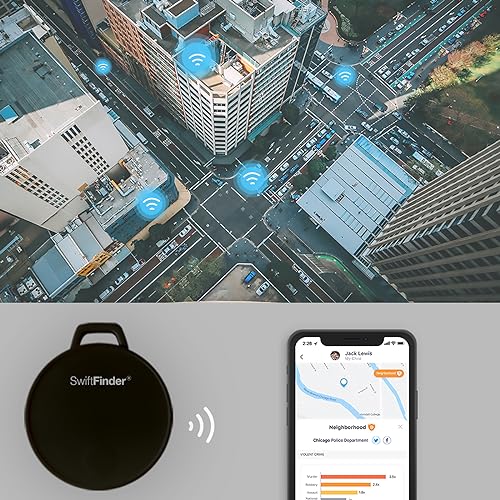 SwiftFinder Key Finder, Bluetooth Tracker and Item Locator for Keys, Bags, and More; iOS and Android Compatible, Water Resistance with 6 Months Replaceable Battery