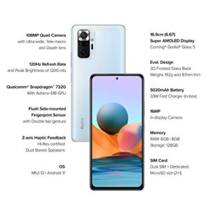 redmi Xiaomi Note 10 Pro MAX 4G Volte 128GB + 6GB Factory Unlocked 6.67" 108MP Quad Camera Night Mode (not Verizon Sprint Boost Cricket) (w/Fast Car Charger Bundle) (Glacial Blue)