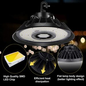 CPROSP LED High Bay Light 200W 1~10V Dimmable 5000K 26000lm with US Plug, ETL Approved, IP65 Waterproof, for Commercial Warehouse/Workshop/Wet Location Area Light, 5-Years-Guarantee