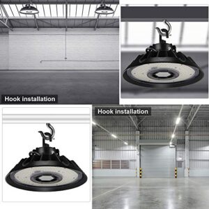 CPROSP LED High Bay Light 200W 1~10V Dimmable 5000K 26000lm with US Plug, ETL Approved, IP65 Waterproof, for Commercial Warehouse/Workshop/Wet Location Area Light, 5-Years-Guarantee