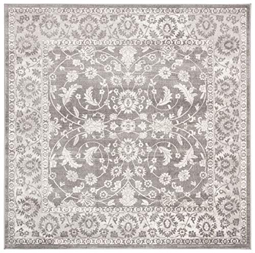 SAFAVIEH Brentwood Collection Area Rug - 3' Square, Cream & Grey, Traditional Oriental Design, Non-Shedding & Easy Care, Ideal for High Traffic Areas in Living Room, Bedroom (BNT844B)