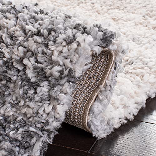 SAFAVIEH Fontana Shag Collection 8' x 10' Ivory/Grey FNT852A Modern Non-Shedding Living Room Bedroom Dining Room Entryway Plush 2-inch Thick Area Rug