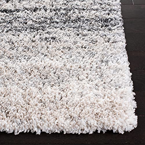 SAFAVIEH Fontana Shag Collection 8' x 10' Ivory/Grey FNT852A Modern Non-Shedding Living Room Bedroom Dining Room Entryway Plush 2-inch Thick Area Rug