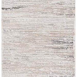 SAFAVIEH Mayflower Collection Area Rug - 6'7" Square, Beige & Grey, Modern Distressed Design, Non-Shedding & Easy Care, Ideal for High Traffic Areas in Living Room, Bedroom (MAY240B)