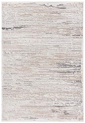 SAFAVIEH Mayflower Collection Area Rug - 6'7" Square, Beige & Grey, Modern Distressed Design, Non-Shedding & Easy Care, Ideal for High Traffic Areas in Living Room, Bedroom (MAY240B)