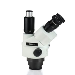 Parco Scientific PZFL Lockable Zoom Stereo 0.7-4.5X Simul-Focal Trinocular Microscope Head | 10x WF Eyepiece, 7X-45X Magnification