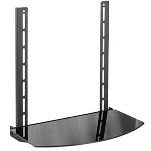 vivo under above vesa back of tv wall mount shelving bracket with tilt, dvd player, cable box, stereo, and av component glass storage shelf, black, mount-sf04r