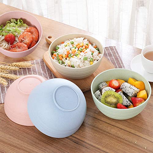 Lnrkai 5 PCS Cereal Bowls Pasta Bowls, 24 OZ Unbreakable Wheat Straw Bowls Lightweight Durable Snack Bowls Dishwasher & Microwave Safe Bowls for Adult, Rice, Soup (Pink)