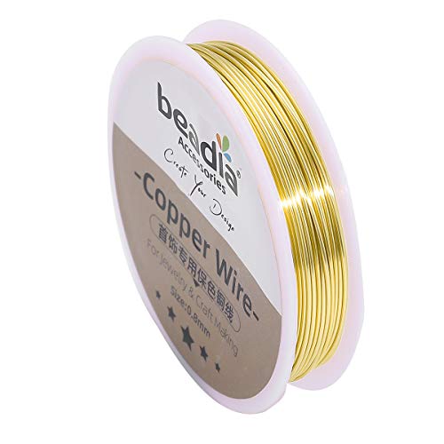 BEADIA Gold Copper Wire 0.8mm Bead Cord for Bracelet Necklace Charm Beading Jewelry Making 9yard