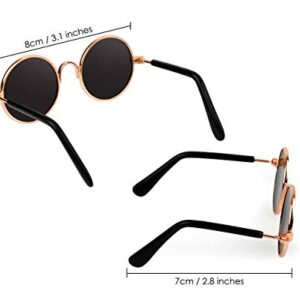 DS. DISTINCTIVE STYLE Retro Round Sunglasses with Golden Plastic Chain for Pet Cats and Small Dogs Cool and Funny Spectacles Pets Photo Props for Taking Pictures