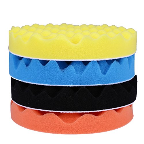 4Pcs 7 Inch Waffle Polishing Foam Buffing Pad Set for Car Sanding Polisher Buffer Wash Cleaning