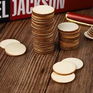 200 Pieces 1 Inch Unfinished Wood Slices Round Disc Circle Wood Pieces Wooden Cutouts Ornaments for Craft and Decoration