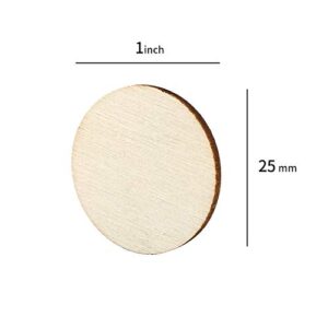 200 Pieces 1 Inch Unfinished Wood Slices Round Disc Circle Wood Pieces Wooden Cutouts Ornaments for Craft and Decoration