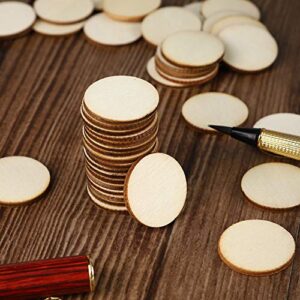 200 Pieces 1 Inch Unfinished Wood Slices Round Disc Circle Wood Pieces Wooden Cutouts Ornaments for Craft and Decoration